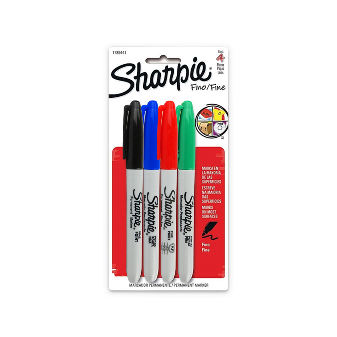 marcador permanente sharpie punto fino paquete con 4 colores en Dupapier